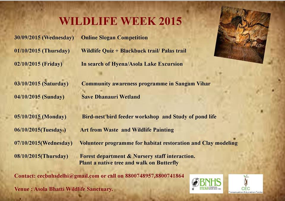October Events - Indian Wildlife Club Ezine - September, 2015